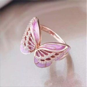 Jewelry | New Rose Gold Pink Butterfly Dazzling Ring | Poshmark